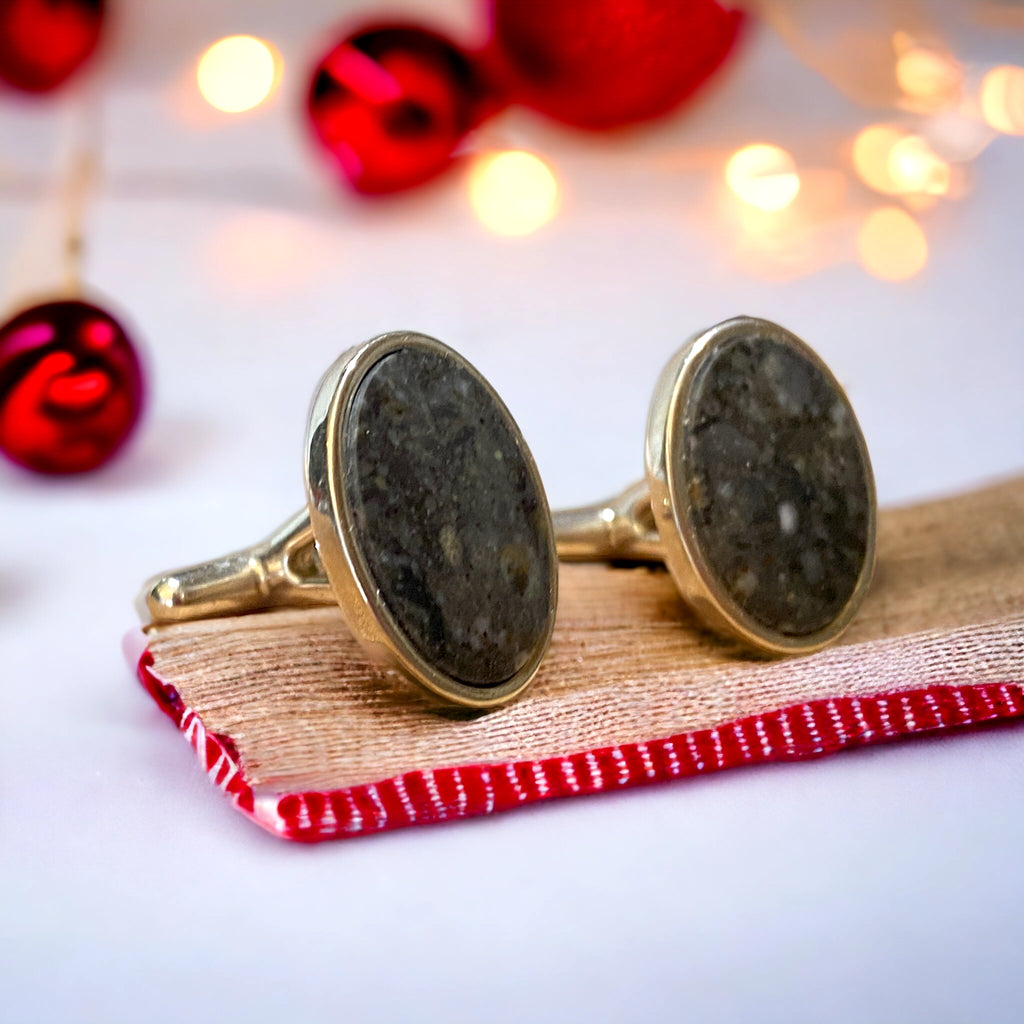Lunar Meteorite Cufflinks - Genuine Lunar Meteorite Jewelry – Top Meteorite