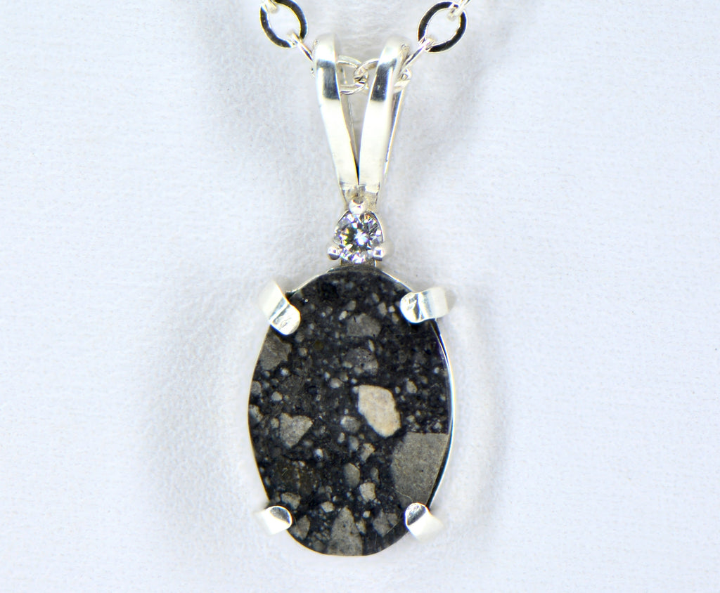 Lunar Meteorite Pendant with Diamond Accent I 925 Sterling – Top Meteorite